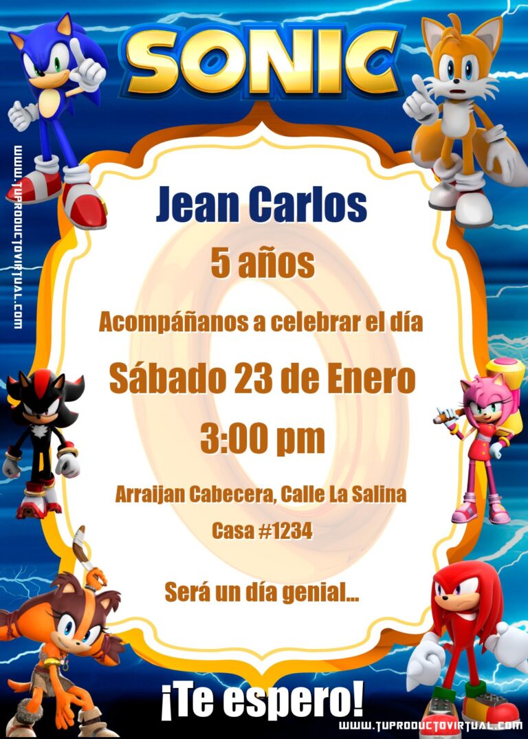 Video Invitación de cumpleaños de Sonic 2025 - Personalizada